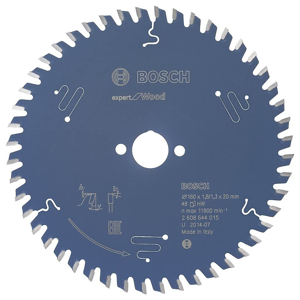 Bosch 2608644015 EXWOH 6.3" x 20mm 48T Circular saw blade Top Precision