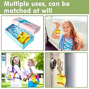 Taiyin 20 Pcs Softball Baseball Acrylic Keychain Blanks Acrylic Keychain with Tassel,Softball Party Gifts for Team(Softball)