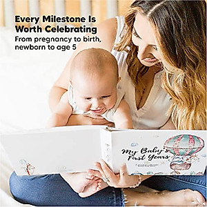 First 5 Years Baby Memory Book Journal - 90 Pages Hardcover First Year Keepsake Milestone Baby Book For Boys, Girls - Baby Scrapbook - Baby Album And Memory Book (AdventureLand)