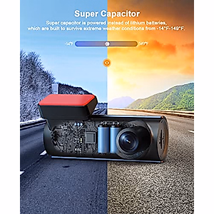 Dash Cam 4K WiFi 2160P Car Camera, Dash Camera for Cars, Mini Front Dashcam for Cars with Night Vision, Loop Recording, G-Sensor,24H Parking Monitor,Supercapacitor,Voice Prompt,APP,64GB Card Included