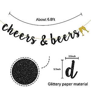 INNORU Cheers & Beers Banner, Black Glitter Cheers to 2023 Banner, Happy New Year, Happy Birthday, Wedding, Bachelorette, Engagement, Graduation Party Decorations
