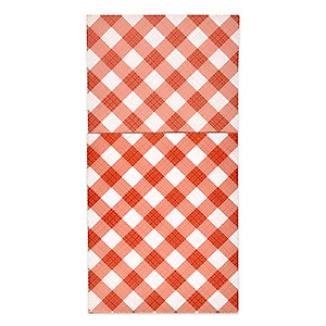 36 Picnic Barbecue Cutlery Holders Red and White Gingham Utensil Silverware Paper Pouch Pockets for Checkered Summer BBQ Table Place Settings Tableware Party Supplies Decorations for Knife Fork Spoon