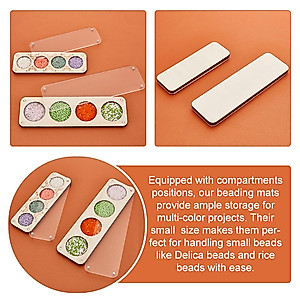 AHANDMAKER 2Pcs Wooden Jewelry Storage Tray with Glass Lid 2 Sizes Wood Bead Board with Lid 4 Slot Old Lace Bead Storage Organize for Beads, Bracelets, and Small Accessories