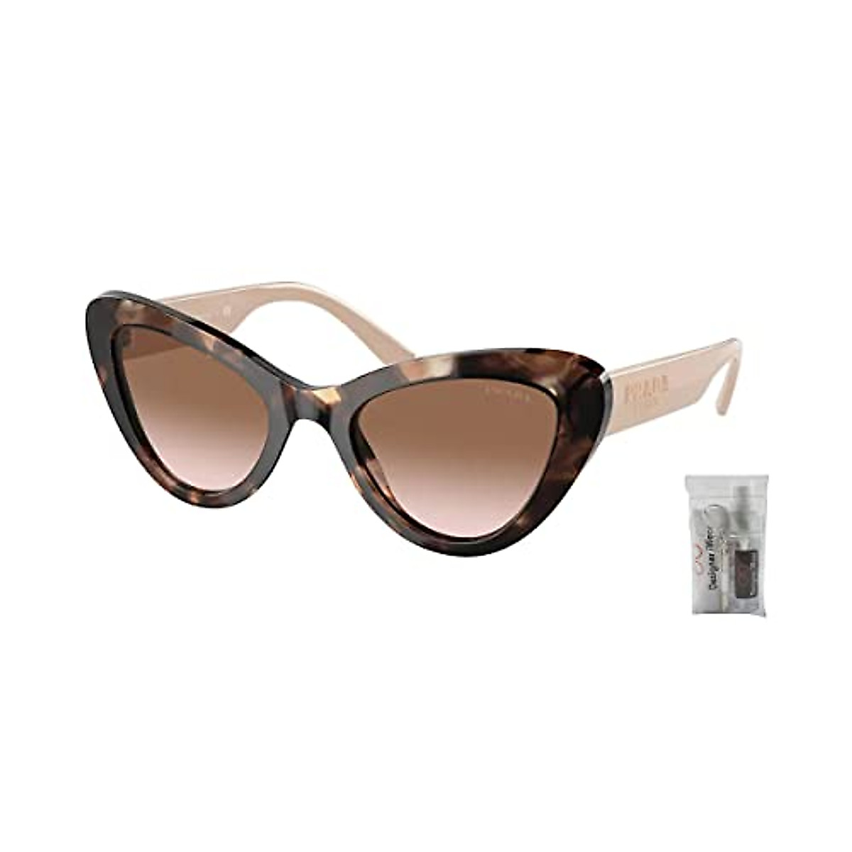 Prada PR13YS 07R0A6 52MM Havana/Brown Gradient Cat Eye Sunglasses for Women + BUNDLE With Designer iWear Complimentary Eyewear Kit