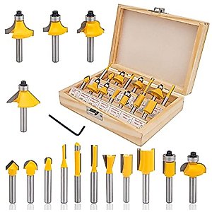 Router Bits 1/4 Shank, Router Bit Set 15 Pcs, Roundover Router Bit 1/4 Shank - Carbide Router Bits for Wood, Woodworking, DIY