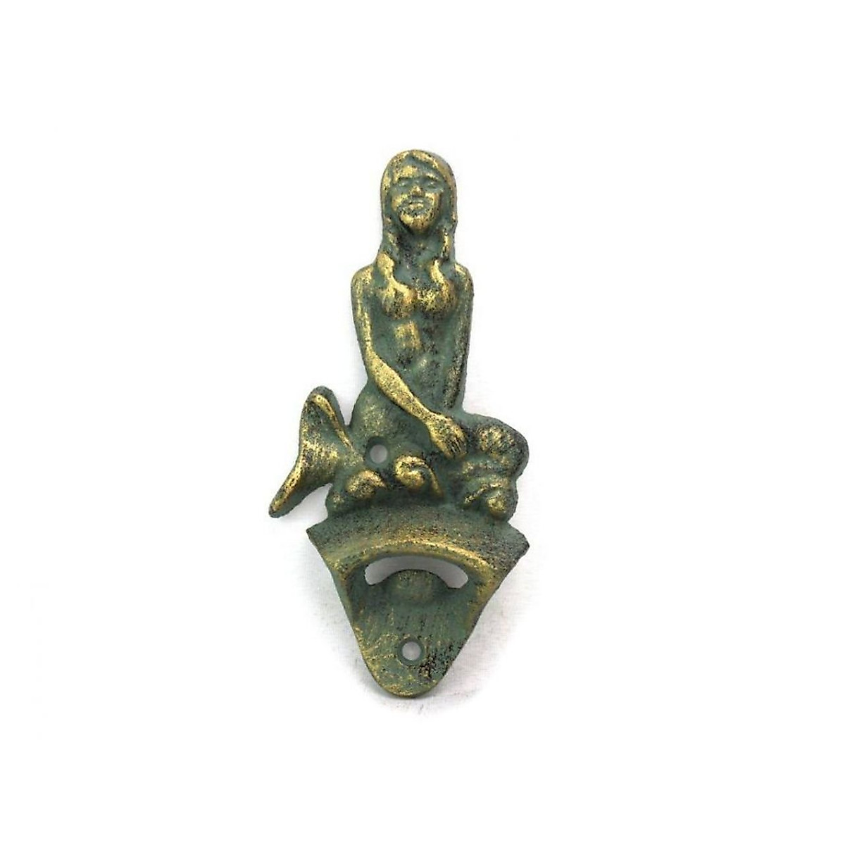 Hampton Nautical Antique Bronze Cast Iron Wall Mounted Mermaid 6" Bottle Opener
