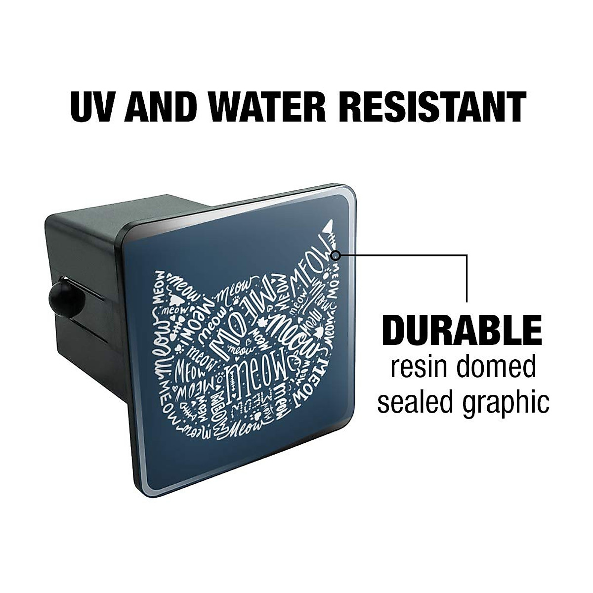 Meow Cat Kitten Kitty Silhouette Tow Trailer Hitch Cover Plug Insert