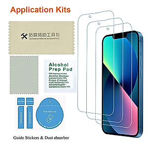 Focuses Screen Protector for iPhone 14, 13,13 Pro 6.1" [3 Pack] Anti Blue Light Tempered Glass Film Compatible with iPhone 13/13Pro