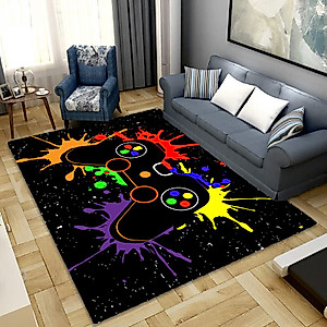 Modern Oversized Gaming Video Game Controllers Gamer Area Rug Floor Carpet Bathroom Mat for Leisure/Living/Bedroom/Gaming Room Home Decor