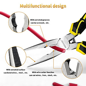 BOOSDEN® 8 inch Needle Nose Pliers with Side Cutters, Precision Long Nose Pliers with Wire Cutters, Professional Needle Nose Spring Loaded Pliers, Used for Cutting Clamping Pinching Jewelry Making