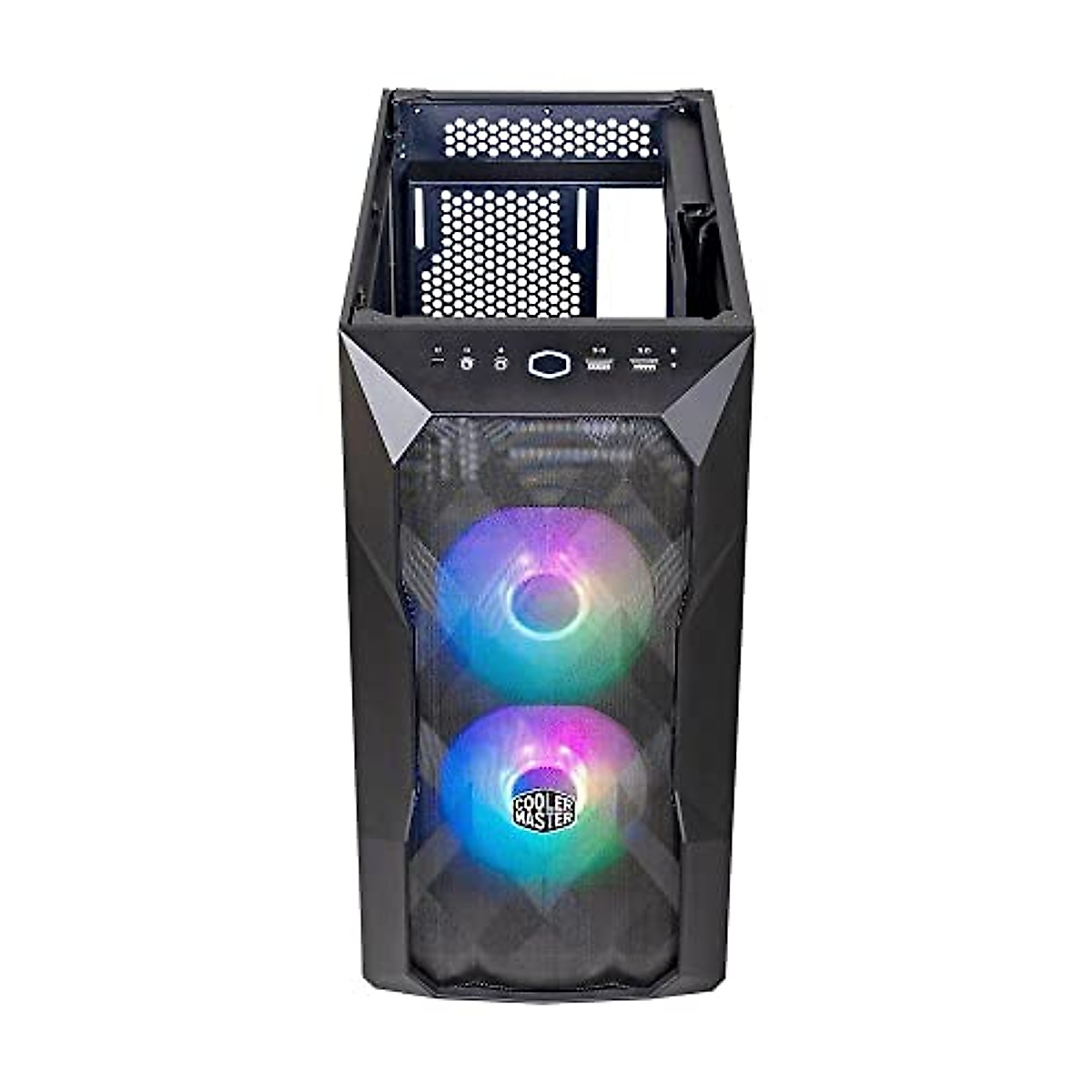 Cooler Master TD300 Mesh White Micro-ATX Tower with Polygonal Mesh Front ana Removable Top Panel, ARGB/PWM Hub Tempered Glass, Dual Sickleflow PWM ARGB Lighting Fans