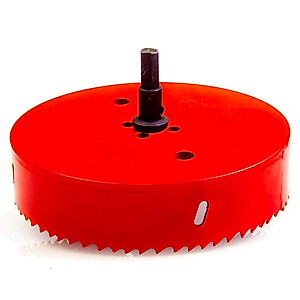 6 Inch Hole Saw for Cornhole Board Metal Plastic Fiberboard, 6 Inch (150mm) Hole Saws Heavy Duty Steel Design Great for Trim kit Making Cornhole Board (6 inch, Red)