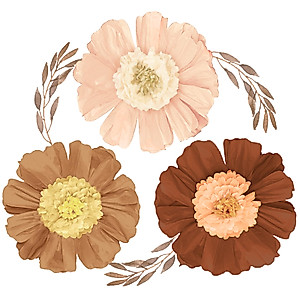 AOBKIAT Fall Baby Shower Decorations for Wall,6PCS Large Paper Flower for Thanksgiving Party,Red Brown Blush Tissue Paper Flowers for Boho Wedding Floral Backdrop,Bridal Shower,Birthday,Archway