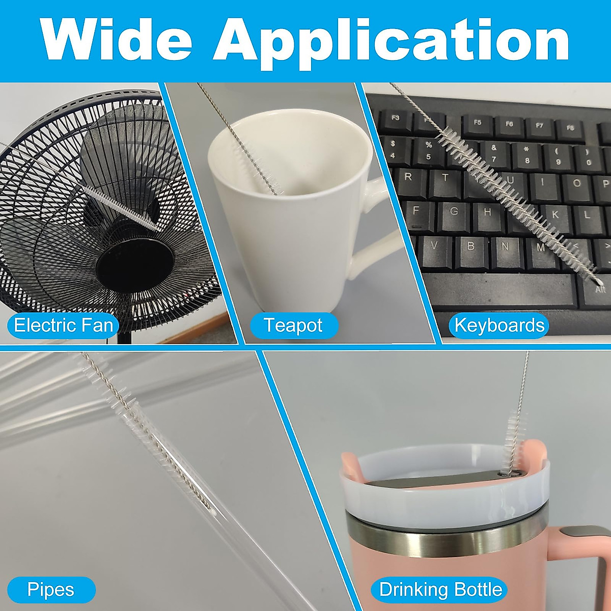 Straw Cleaner Brush for Stanley, 6Pcs Reusable Extra Long Straw Cleaner for 40/30/20 oz Stanley Mug, 10mm Wide Drinking Straw Cleaning Brush for Sippy Cup, Water Bottle and Tubes