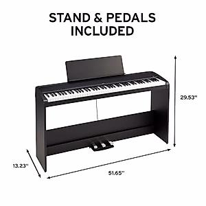 Korg, Portable Digital Piano with 88-Key Full Size Weighted Keyboard, Built-in Speakers, Furniture, Music Stand, and 3-Pedal Unit (B2SP BK)