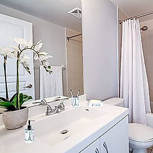 Bathroom Accessories Set 6 Pcs, Soap Dispenser Soap Dish Toothbrush Cup Toothbrush Holder Toilet Brush Trash Can, Bathroom Decor for Home Washing Room