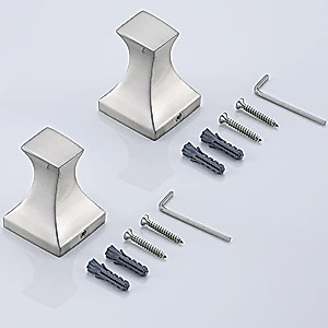 SEABEFORE Elegant Robe Hook Brushed Nickel, Wall-Mounted Towel Hook, Coat Hook for Bath and Kitchen, 2 Count, SUS 304 Stainless Steel