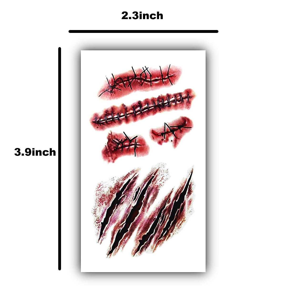 10pcs Horror Realistic Fake Bloody Wound Stitch Scar Scab Waterproof Temporary Tattoo Sticker Halloween Masquerade Prank Makeup Props (10) (10pcs S165)
