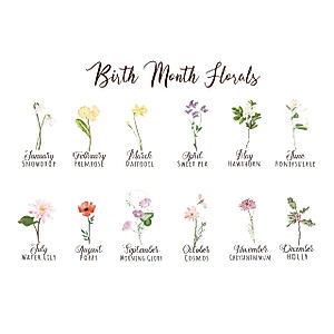 Camcam Custom Birth Month Flowers Platter Mother's Day Gift Personalized Grandma's Garden Plate Grandparent From Grandkids Large Serving Trays Plates for Fish Dish, Steak, 10x14''