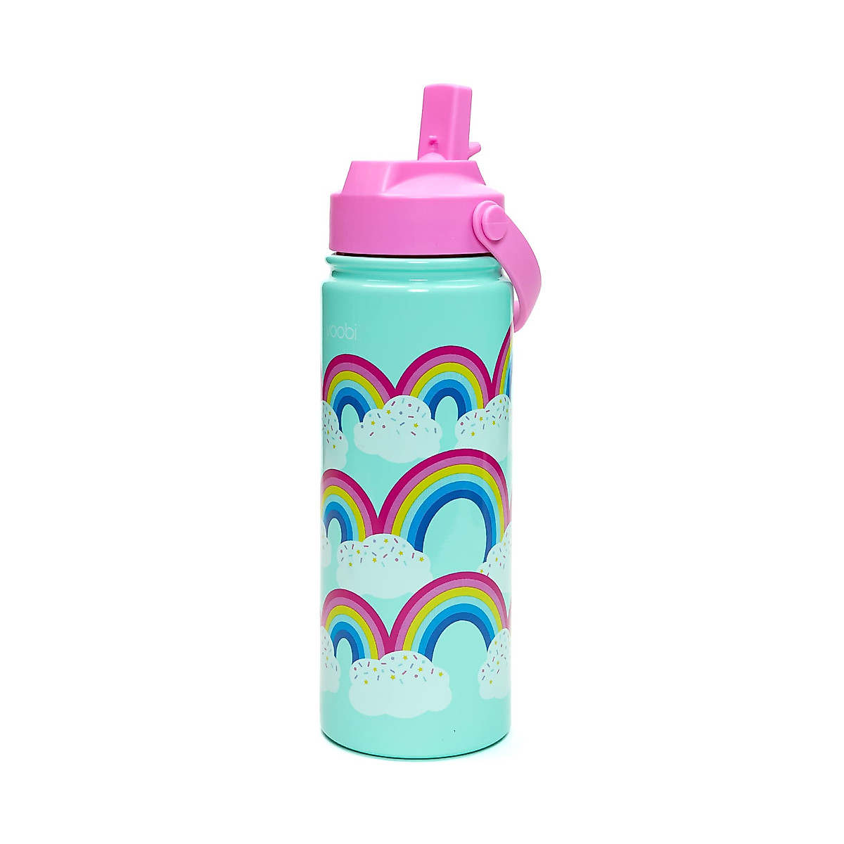 Yoobi Rainbow Sprinkles Stainless Steel Water Bottle – 18 oz w/Spill-Proof Lid Straw – Dishwasher Safe Adult Water Bottle, Kids Water Bottle – BPA & PVC-Free Leak Proof (Mint Rainbow Sprinkles)