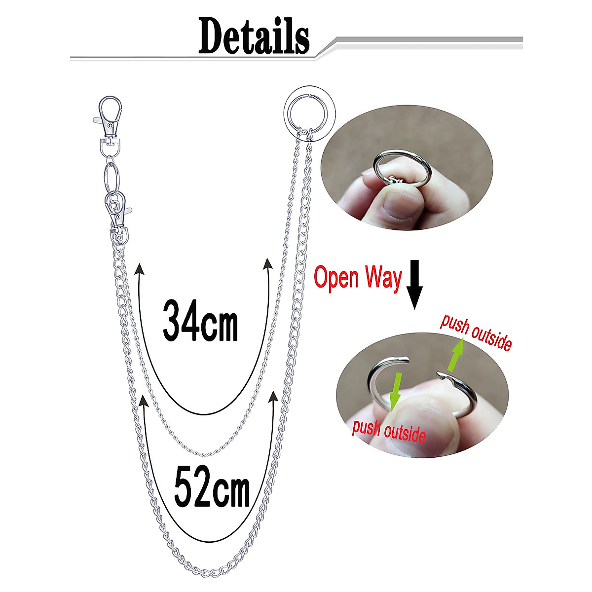Ofeiyaa 6 Pieces Pants Chains Multi-Layer Butterfly Lock Round Star Snak Heart Jeans Chains Accessory Hip Hop Pocket Punk Goth Wallet Chain Charm Rock Belt Loop Trousers Chain for Women Men Silver