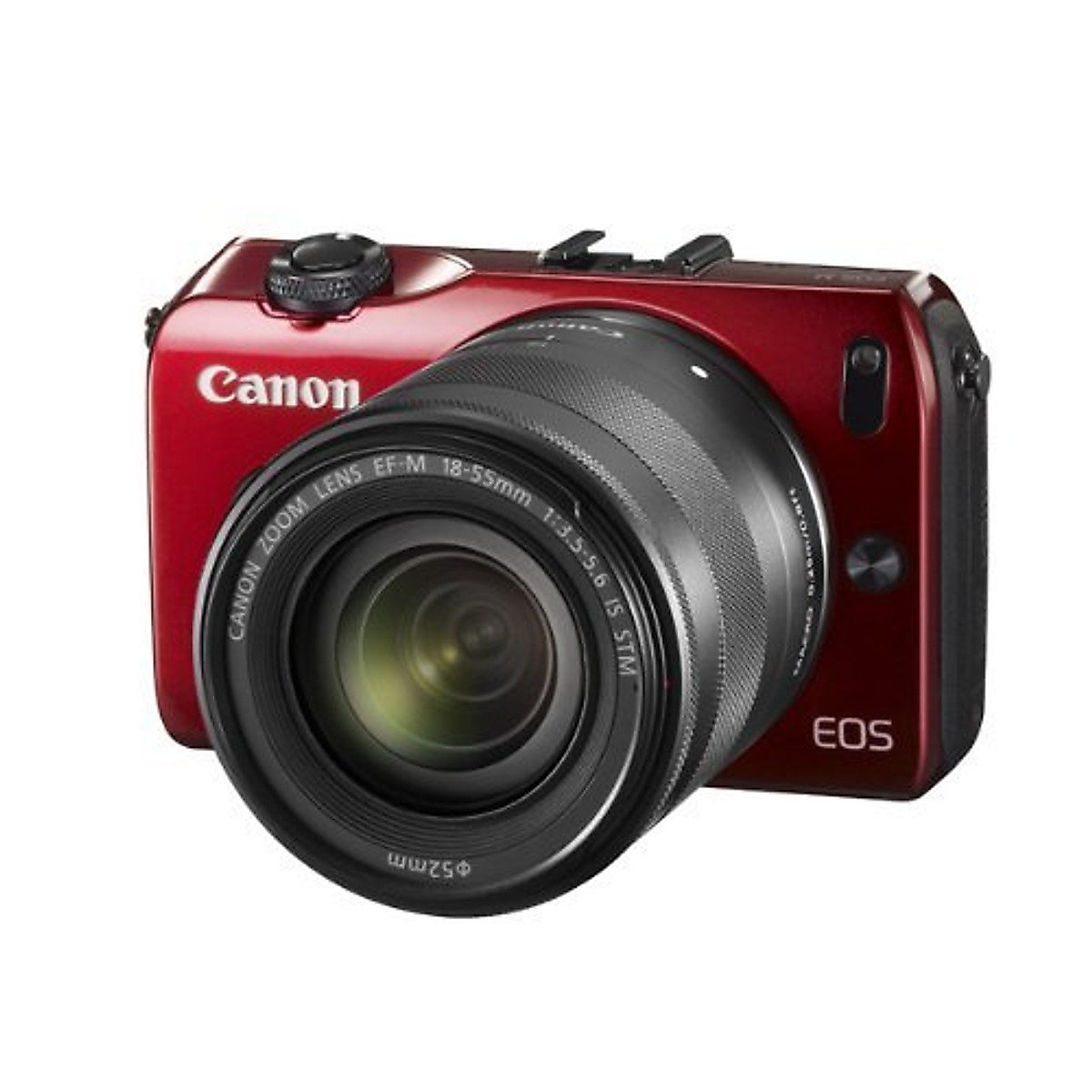 Canon EOS-M Mirrorless Digital Camera with EF-M 18-55mm f/3.5-5.6 IS STM Lens (Red) - International Version (No Warranty)
