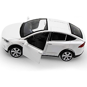 gidoyi Toy Car Model X, Pull Back Car Toys Alloy Vehicles with Lights and Sound 1:32 Scale Model Car (White)