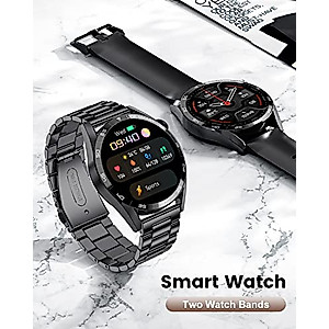 LIGE Smart Watch for Men Bluetooth Call Answering, Fitness Tracker Watch with Heart Rate/BP/Sleep Monitor Step Counter, 2023 1.3'' HD Full Touch Screen Waterproof Smartwatches for iPhone Android Black