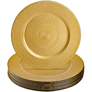 DEAYOU 12 Pack Gold Charger Plate, 13-inch Beaded Chargers Plates, Wedding Charger Platter for Serving, Party, Holiday