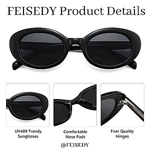 FEISEDY Sunglasses Womens, Retro Oval Cateye Sun Glasses Men, Small 90s Style B4128