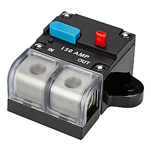 Jtron Circuit Breaker 150 AMP Car Audio Solar Energy Inline Circuit Breaker Fuse Inverter with Waterproof Cover for Motor Auto Car Marine Boat Bike Fuse Holders Inverter(150A)