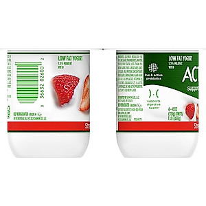 ACTIVIA Probiotic Low fat Yogurt, Strawberry, Non-GMO Project Verified, Multi Pack, 4 Oz, 4 Count