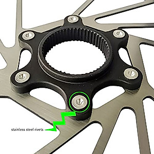 Disc Brake Rotor 140mm OD 44mm Hole Distance 6‑Bolt Central Lock Stainless Steel Bike Disc Brake Rotor, Mountain Bike Bicycle Rotors Modification Accessories