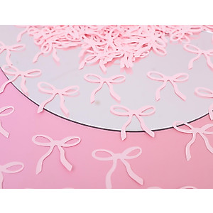 190PCS Pink Bow Confetti - Bow Bachelorette Party Decorations,Bridal Shower Wedding Table Confetti,She's Tying The Knot Bachelorette Confetti,Pink Bow Scatter Confetti Photo Props,Girly