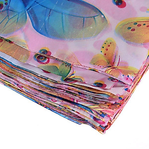 MOTZU 100 Pieces Plastic Gift Bags, Jewelry Shopping Bag with Handle, Colorful Butterfly Pattern, Birthday/Wedding/Holiday/Gift Packaging, 5.9 * 7.87 in