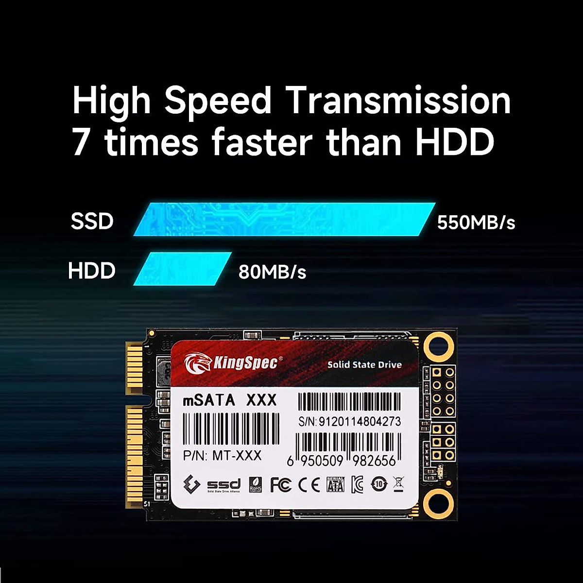 KingSpec 1TB mSATA SSD, Super Speed Internal Solid State Drives SATA3 6Gb/s + 3D NAND Flash Technology (30x50mm,1TB)