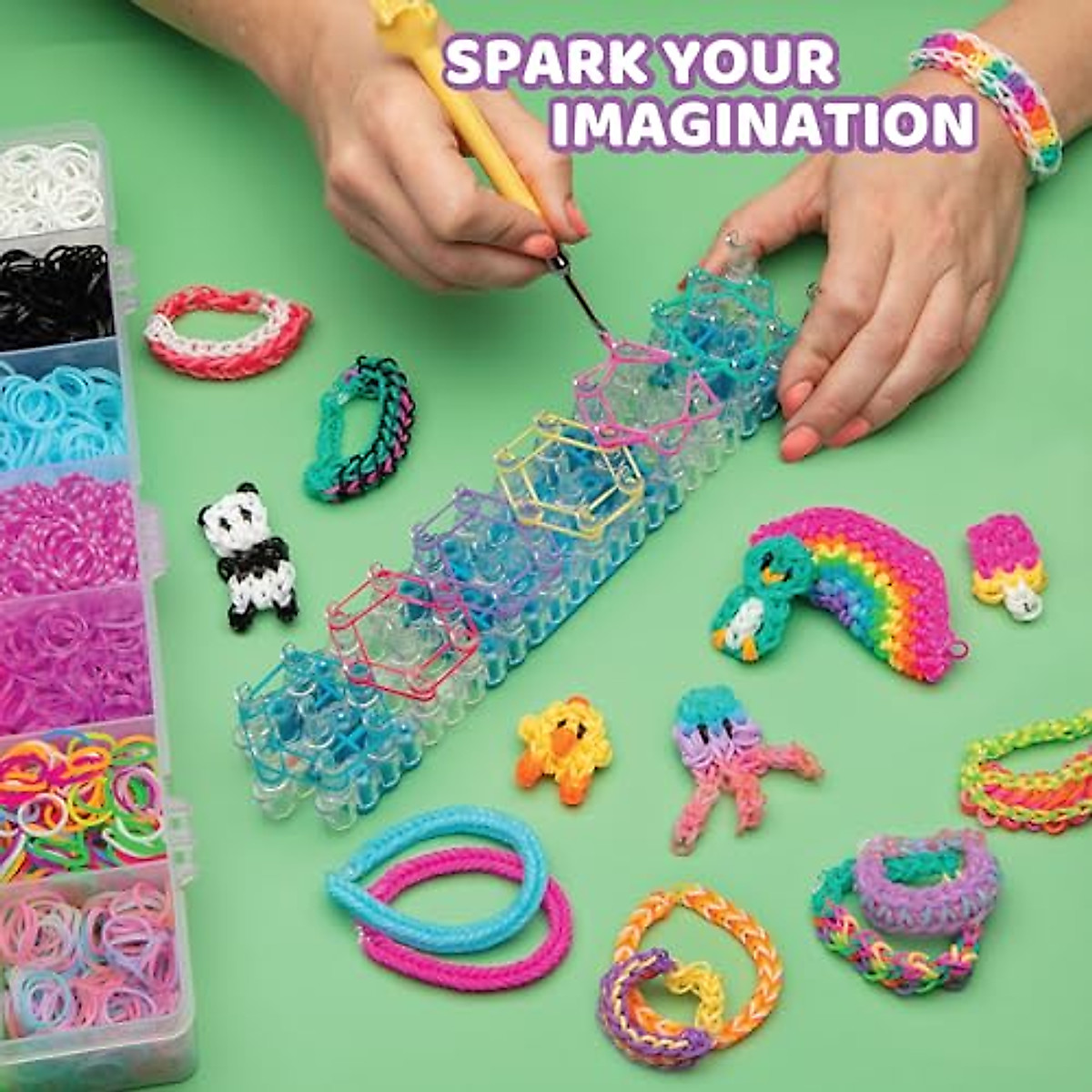 Rainbow Loom® MEGA Combo Set, Features 7000+ Colorful Rubber Bands, 2 Step-by-Step Bracelet Instructions, Organizer Case, Great Gift for Kids 7+ to Promote Fine Motor Skills (Packaging May Vary)