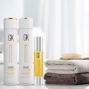 GK HAIR Global Keratin Moisturizing Shampoo and Conditioner Sets (10.1 Fl Oz/300ml) with Anti Frizz Serum Argan Oil (1.69 Fl Oz/50ml) for Dry Damaged Repair- All Hair Types Sulfate Paraben Free Unisex