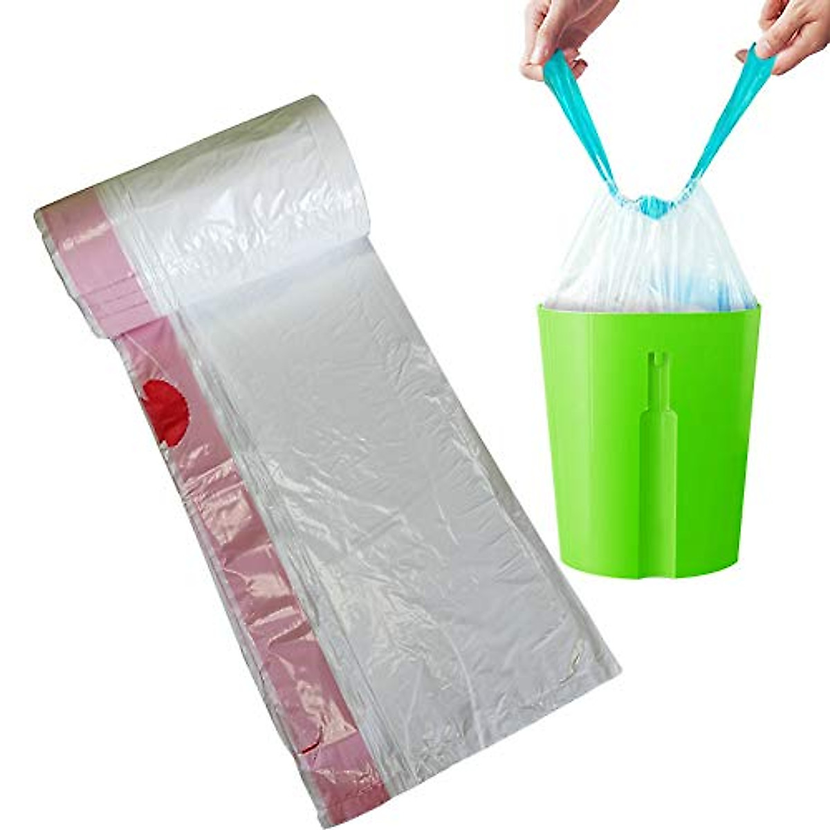 Small Trash Bags Fangkun 4 Gallon 42 Bags White Drawstring Bathroom Garbage Bags 15 Liter Wastebasket Trash Can Liners for Home Office Bins, 42 count