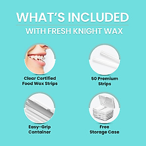 Braces Wax,10 Pack. Dental Wax for Braces & Aligners, Unscented & Flavorless - 50 Premium Orthodontic Wax-Strips. White Cases. Includes storage case. Food Grade ortho bracewax. Fresh Knight. (White)