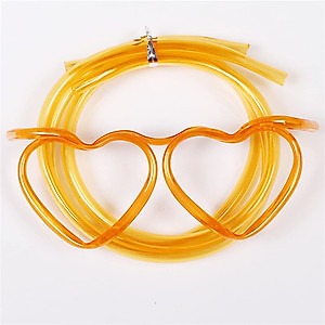 Dzrige 4 Pieces Silly Straw Glasses,Valentine's Day Heart Eyeglasses Straw,Crazy Fun Drinking Straw Eye Glasses,Reusable Loop Straw for Annual Meeting,Fun Party,Birthday,Wedding (4 Colors)