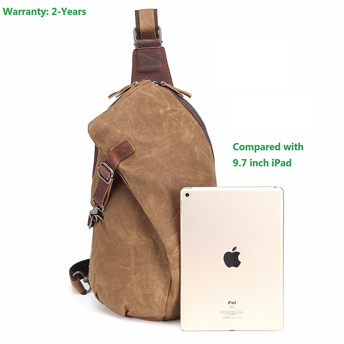 AOTIAN Unisex Sling Backpack Waxed Canvas Crossbody Bag 10 Liters, Khaki