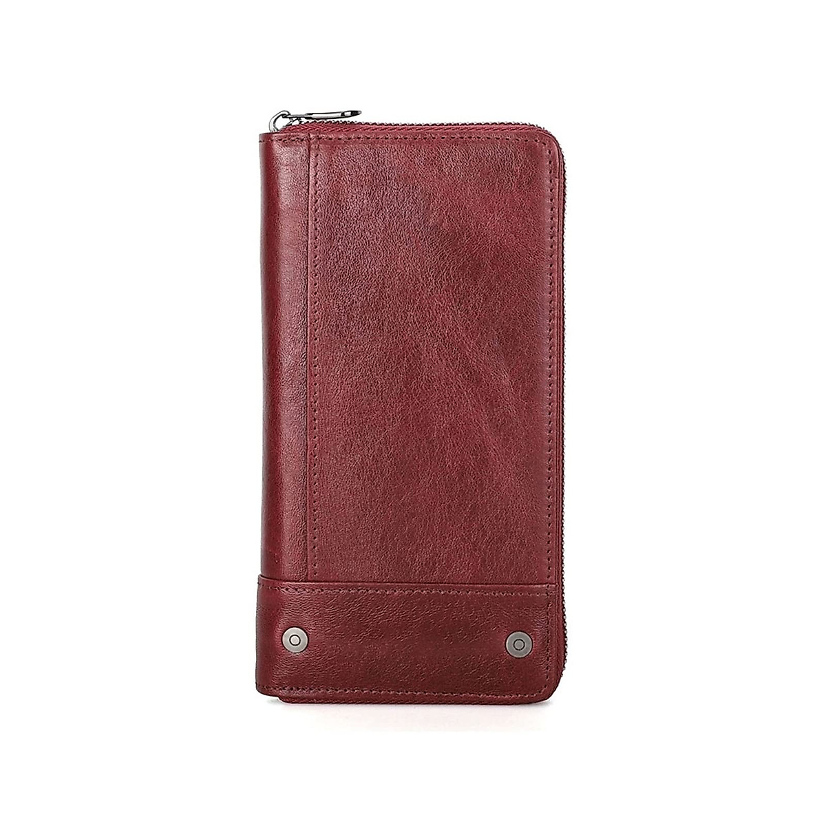 SPYBY Men's Wallets Genuine Leather Money Organizers Business Card Cases Money Clips Wallets RFID Blocking (Color : Red)