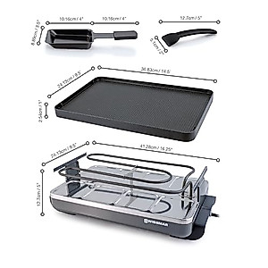 Swissmar KF-77041 Classic 8-Person Raclette Party Grill with Reversible Cast Aluminum Non-Stick Grill Plate/Crepe Top, Black