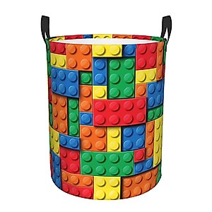 Laundry Baskets Compatible With Colorful Building Blocks Bricks Hamper, Unique Party Decor Storage Basket with Handles, Waterproof Hamper Basket Storage for Living Room Bedroom Toys Books Clothes