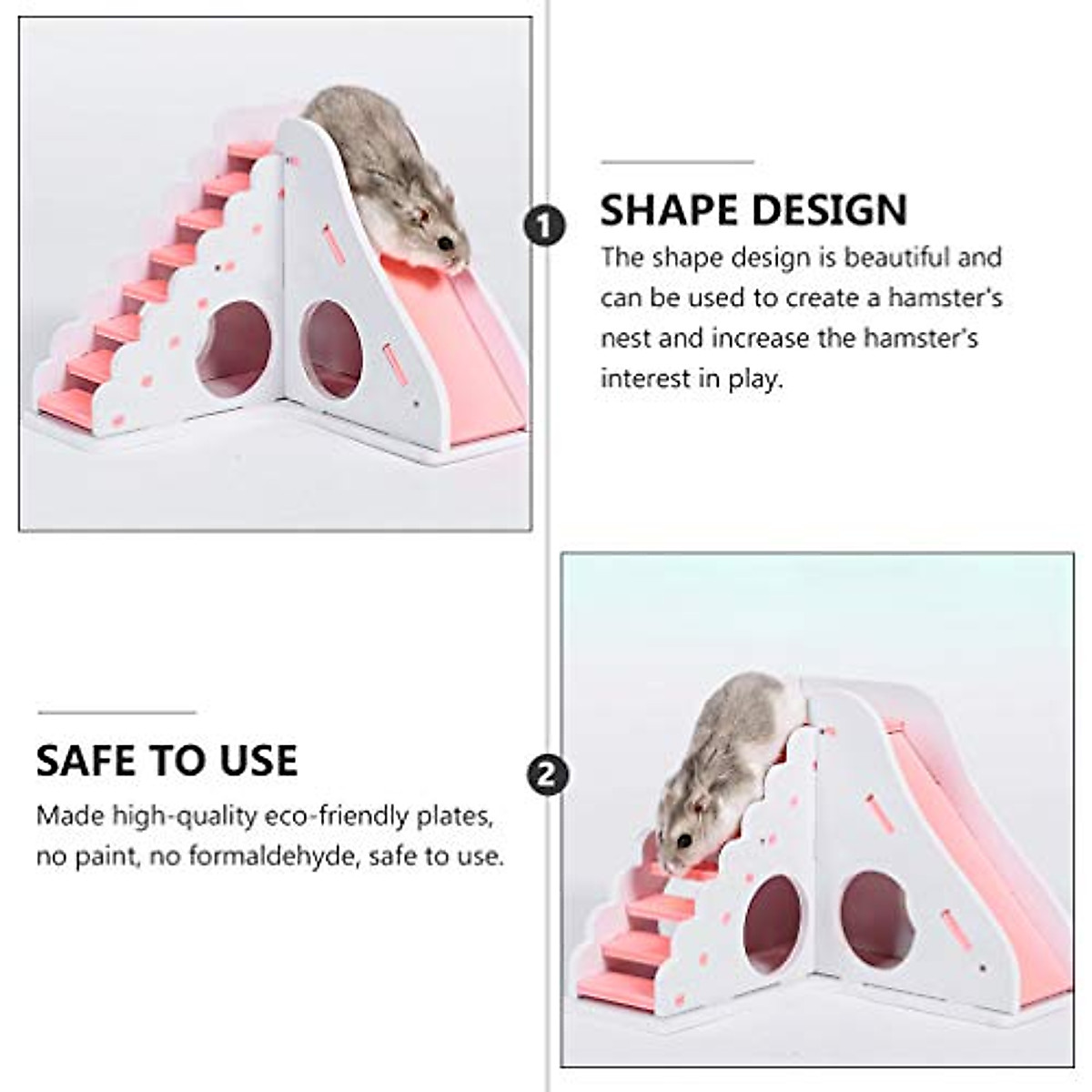 Ipetboom Wooden Hamster House with Stair Ladder Slides Small Animals Hideout Funny Climbing Exercise Toy Guinea Pig Cage Accessories for Chinchillas Rabbits Ferrets