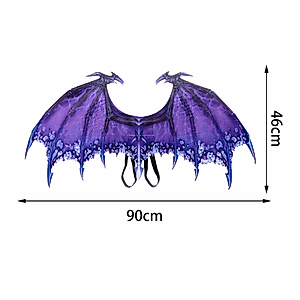 Fancyes Dragon Costume Dinosaur Wings Gift Toy Decoration Pretend Play Birthday Dragon Wing Photo Props Non Woven Fabric Carnival Nightclub Creative, Purple
