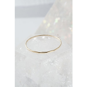 Honeycat Super Skinny Hammered Stacking Ring in Solid 14K Gold or 14k Rose Gold (Size 5-9) (Gold, 8)