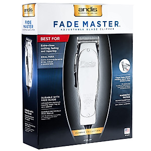 Andis Professional Fade Master Hair Clipper with Adjustable Fade Blade with a Andis Master Dual Magnet 5-Comb Set with a BeauWis Blade Brush