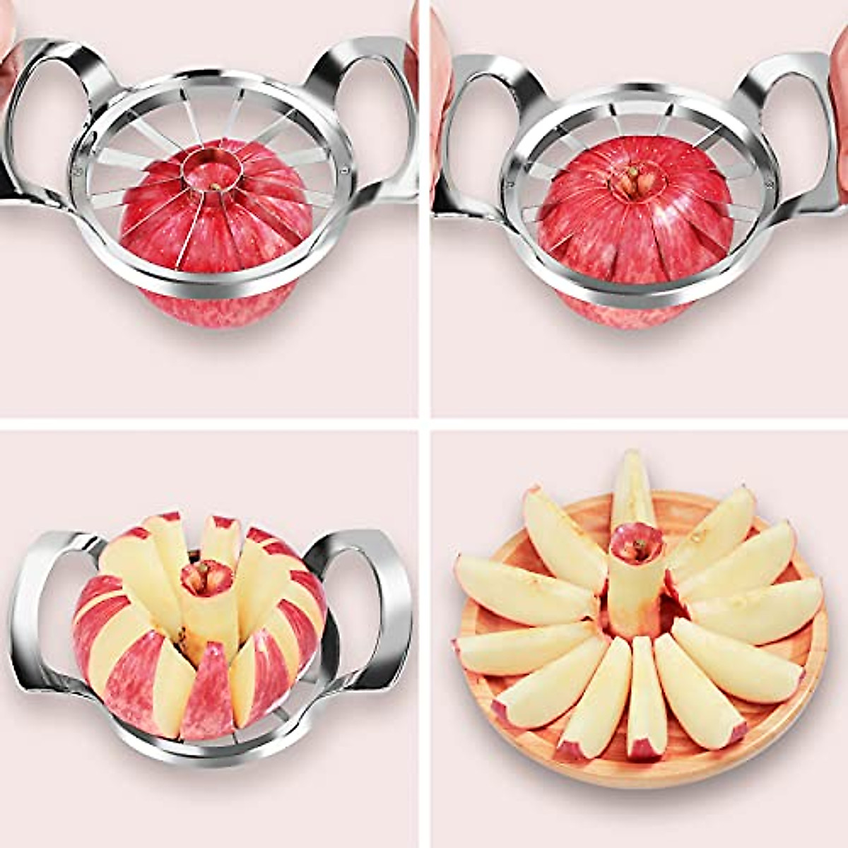 TIUTIUU Apple Slicer, 12-Blade Extra Large Apple Corer, Stainless Steel Ultra-Sharp Apple Cutter, Pitter, Wedger. Upgraded Version Apple Corer Peeler Designed for Up to 4 Inches Apples